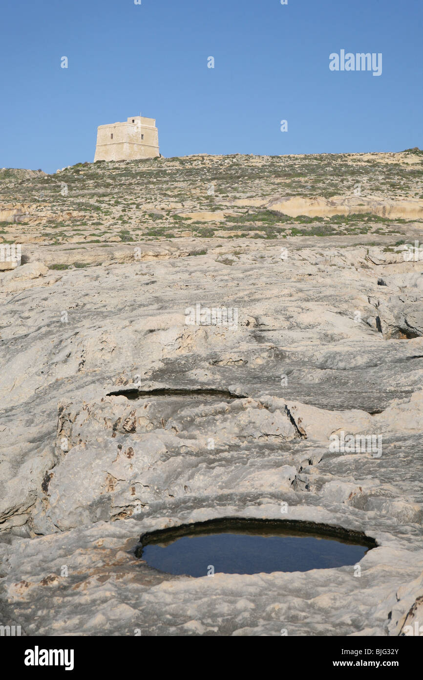 Coastal scenery at Dwejra on Gozo an island next to Malta in the ...