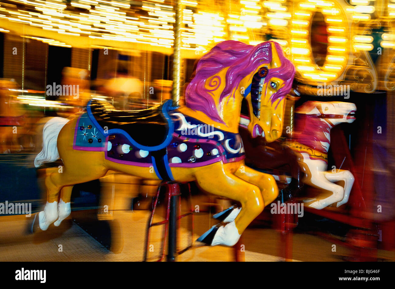 Pan Shot of Carousel Horses at the Kentucky State Fair in Louisville ...