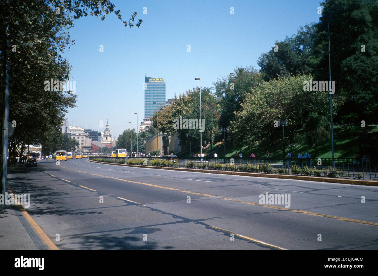 Santiago, Chile. Perspective view of the Alameda Stock Photo - Alamy