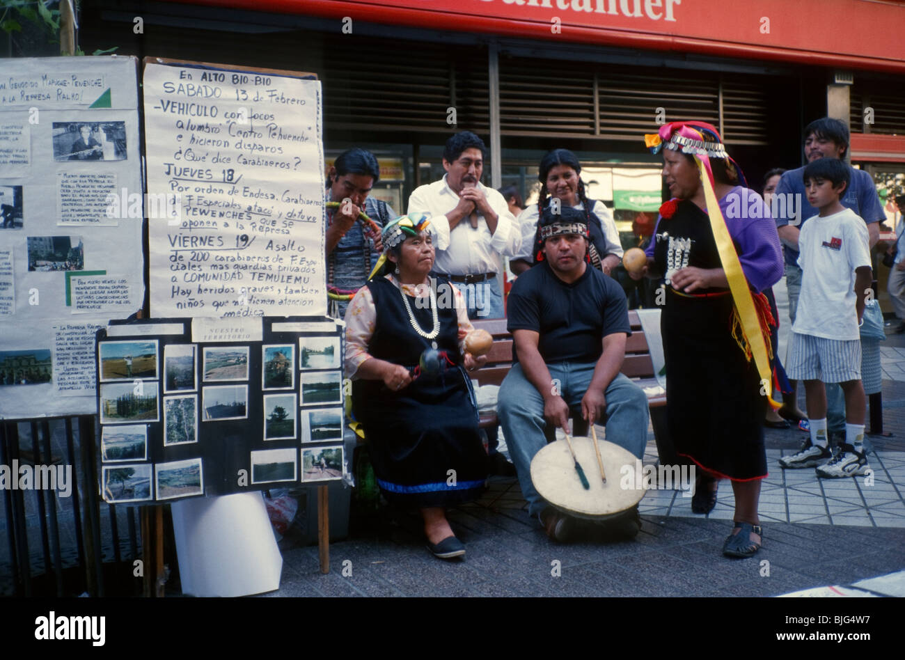 Santiago, Chile. Indios Mapuche demonstrate in the Paseo Ahumada, in ...