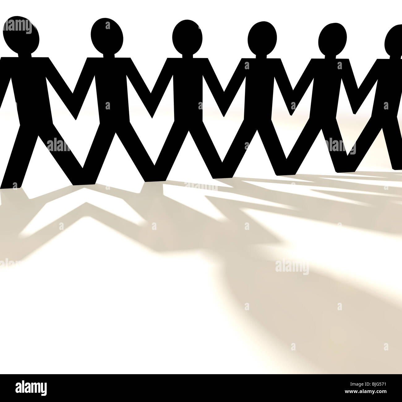 paper chain people with dark shadow holding hands Stock Photo - Alamy