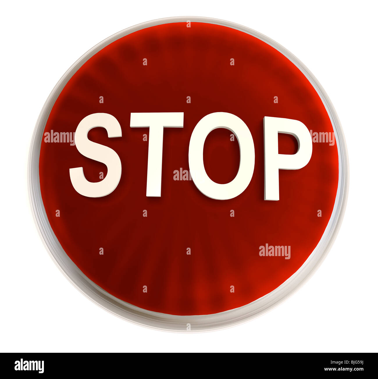 Transparent red stop button with light effect and white background ...