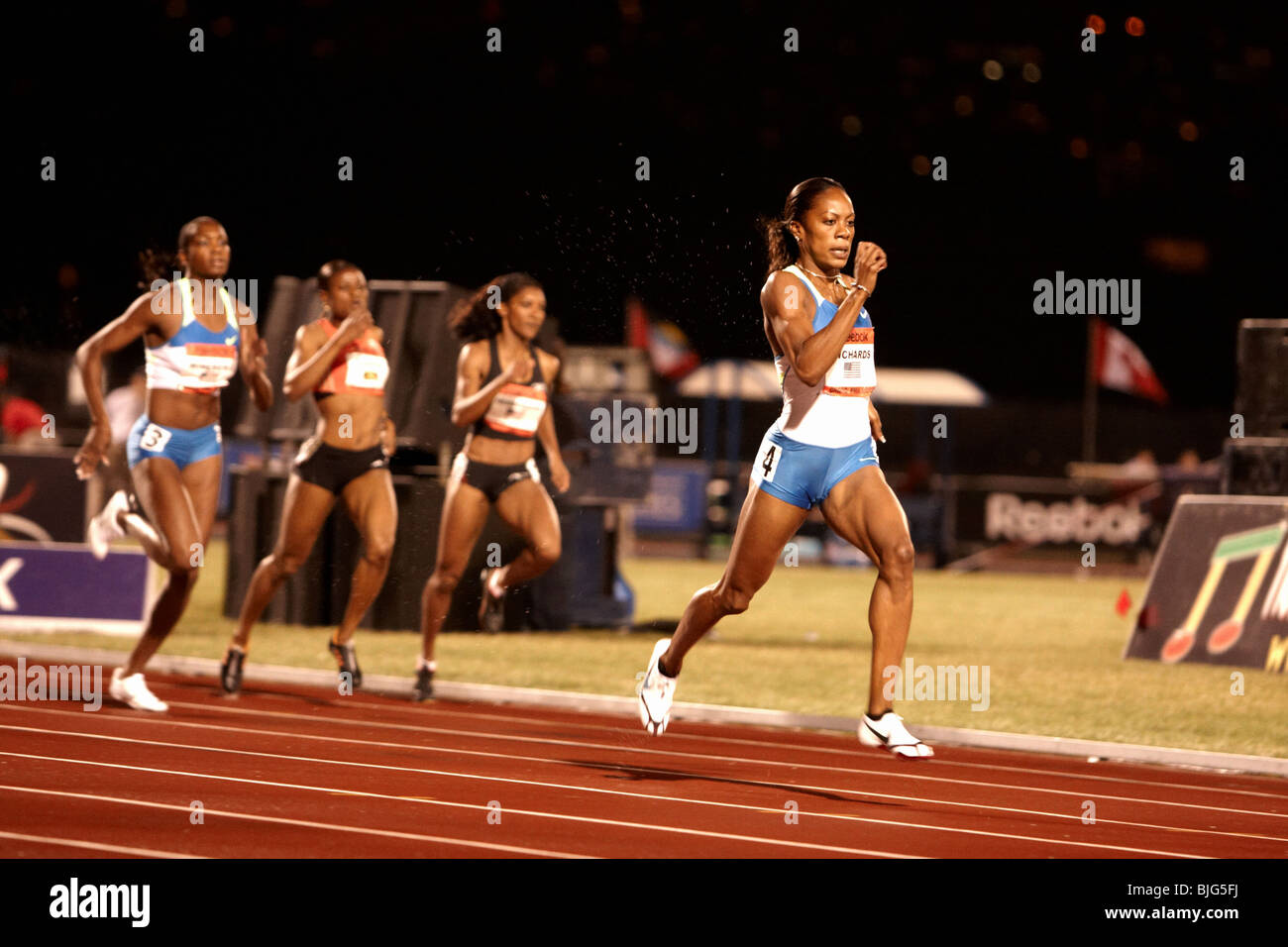 Sanya Richards racing to the finish in the women's 400m dash, finishing ...