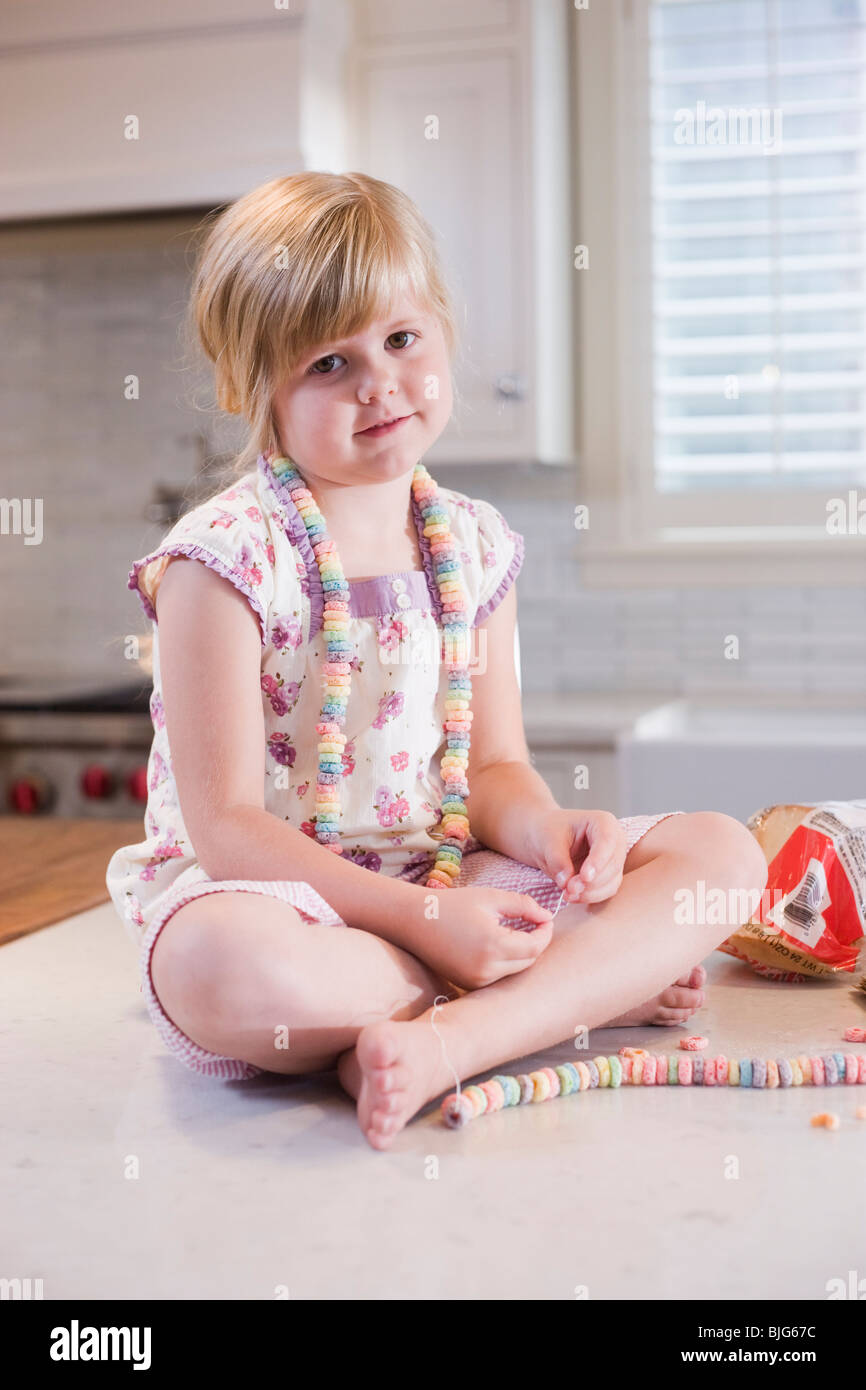 girl making crafts in the kitchen Stock Photo - Alamy