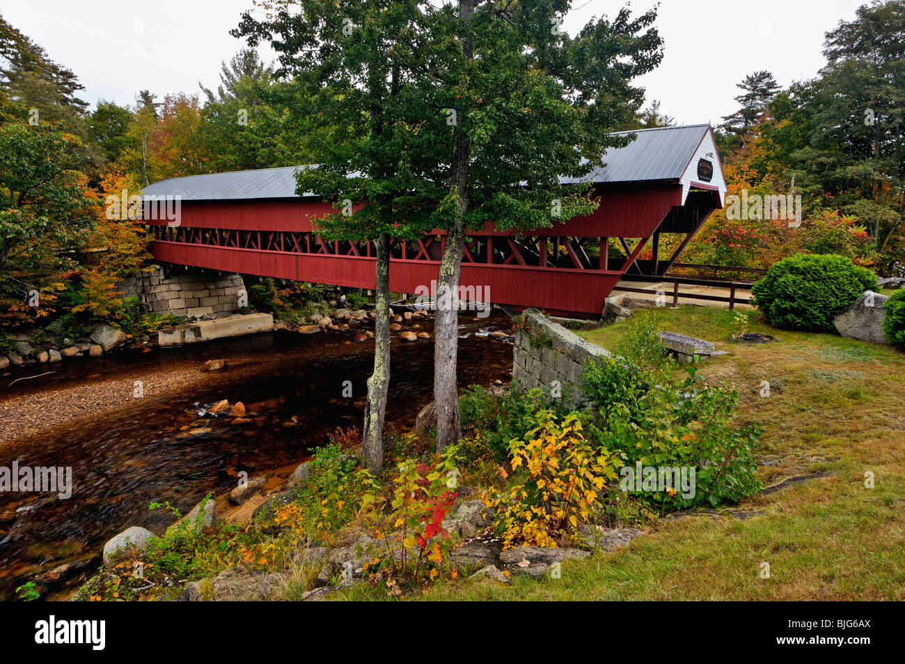 Swift River Covered Bridge and Autumn Color in Conway, New Hampshire ...