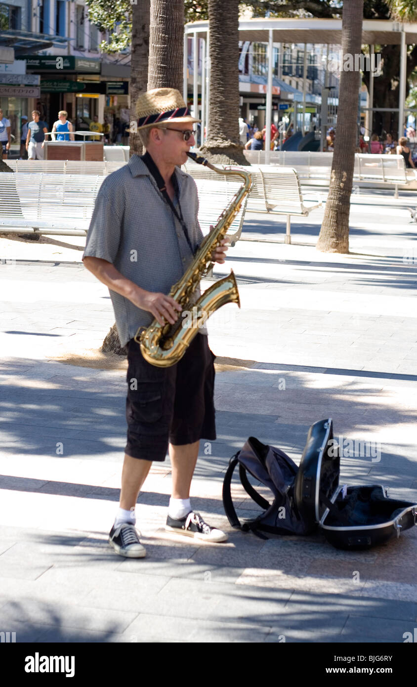 A saxophonist on The corsa Manly, Sydney, Australia Stock Photo - Alamy