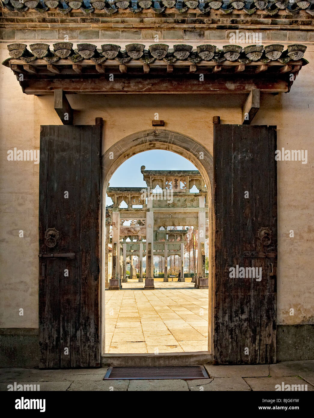 Looking through an traditional Chinese gate, Anhui, China Stock Photo ...