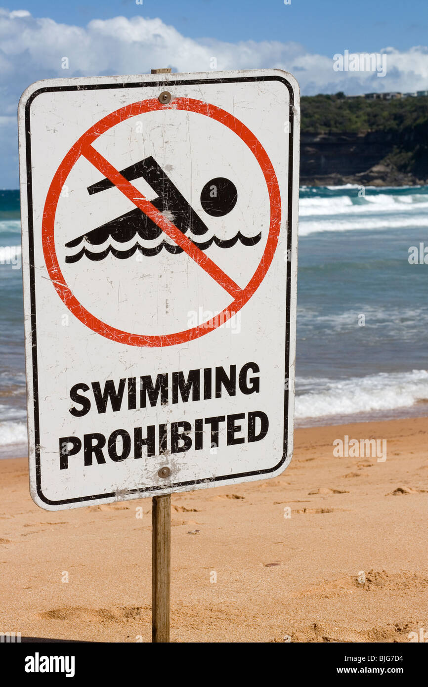 Swimming restrictions Avalon Beach, Australia Stock Photo - Alamy
