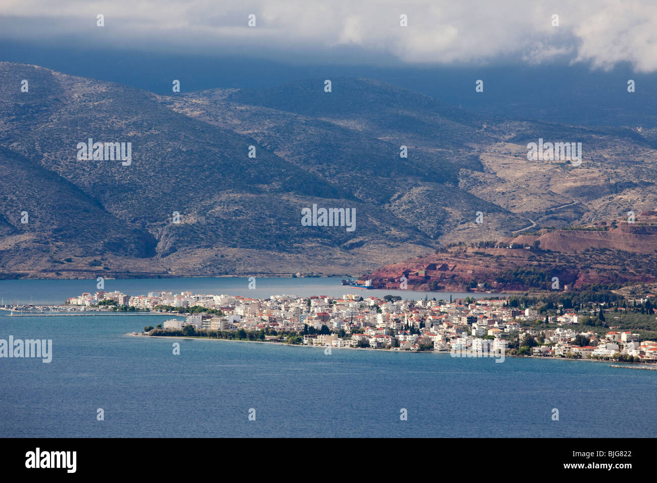 City of Itea on Bay of Itea and Gulf of Corinth in Greece Stock Photo ...