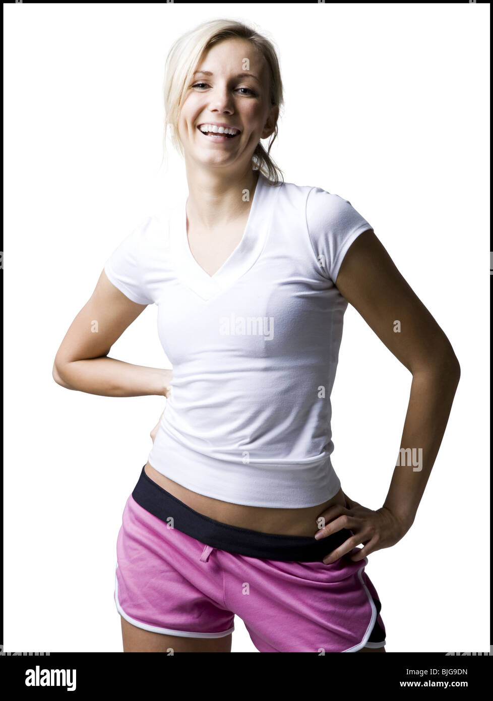 woman in pink running shorts Stock Photo - Alamy