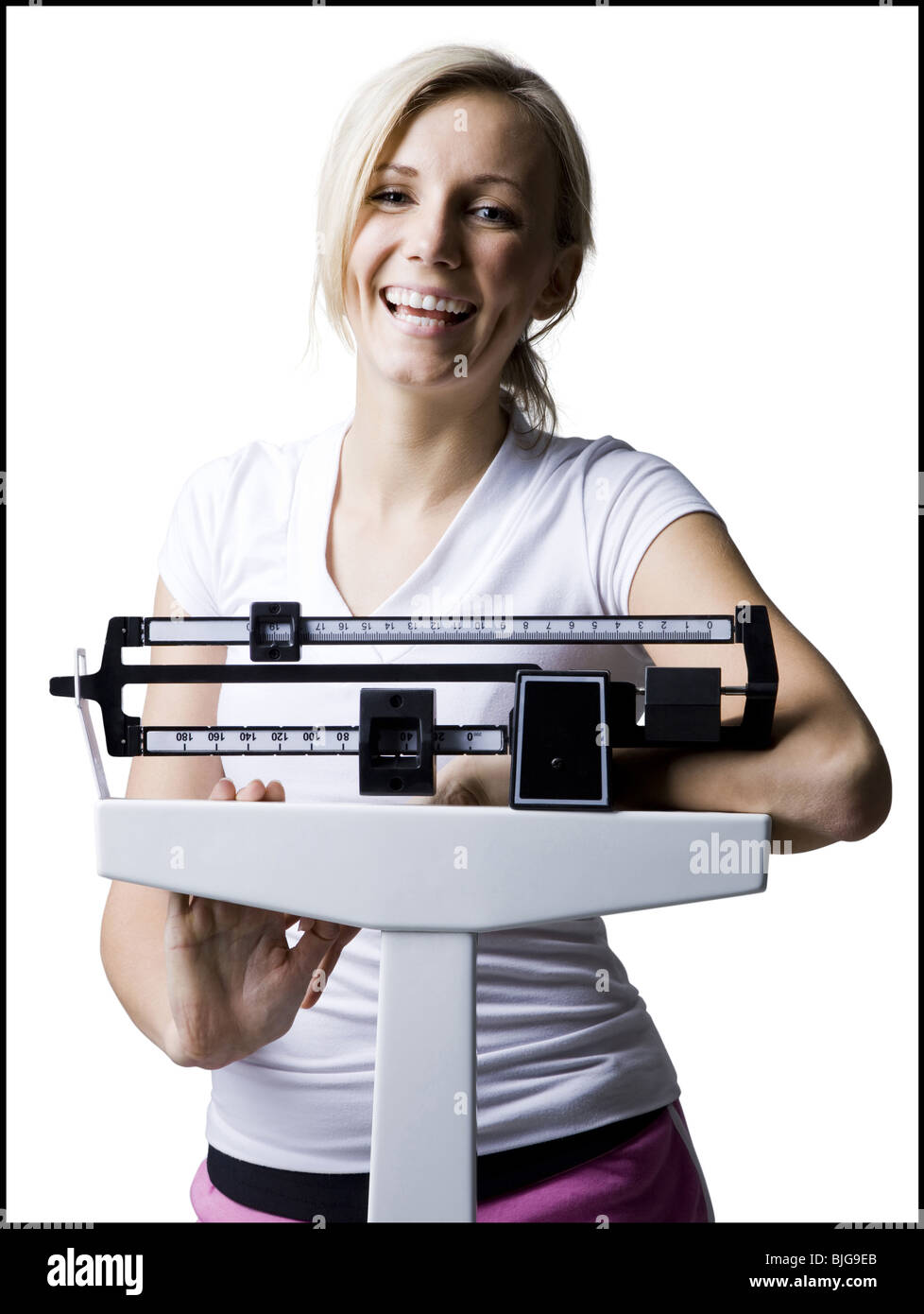 woman on a scale Stock Photo - Alamy