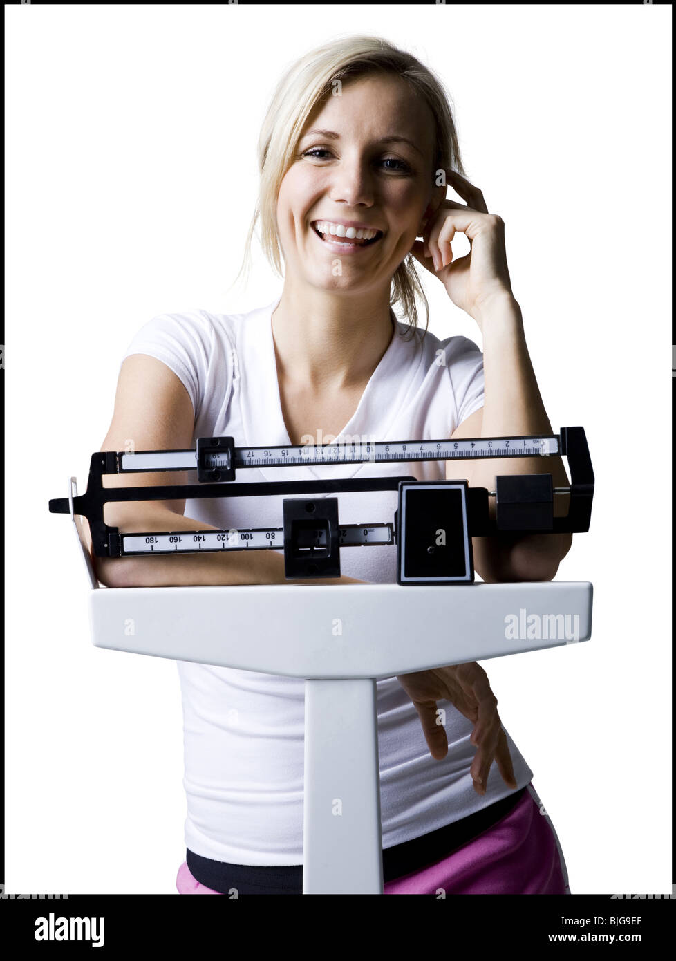 woman on a scale Stock Photo - Alamy