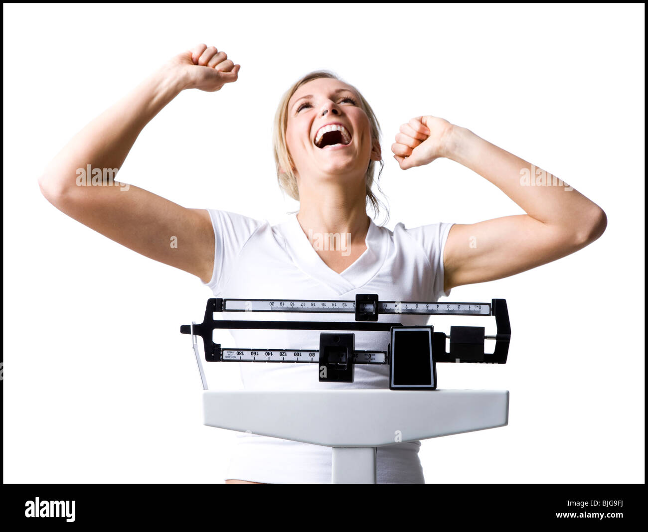 woman on a scale Stock Photo - Alamy