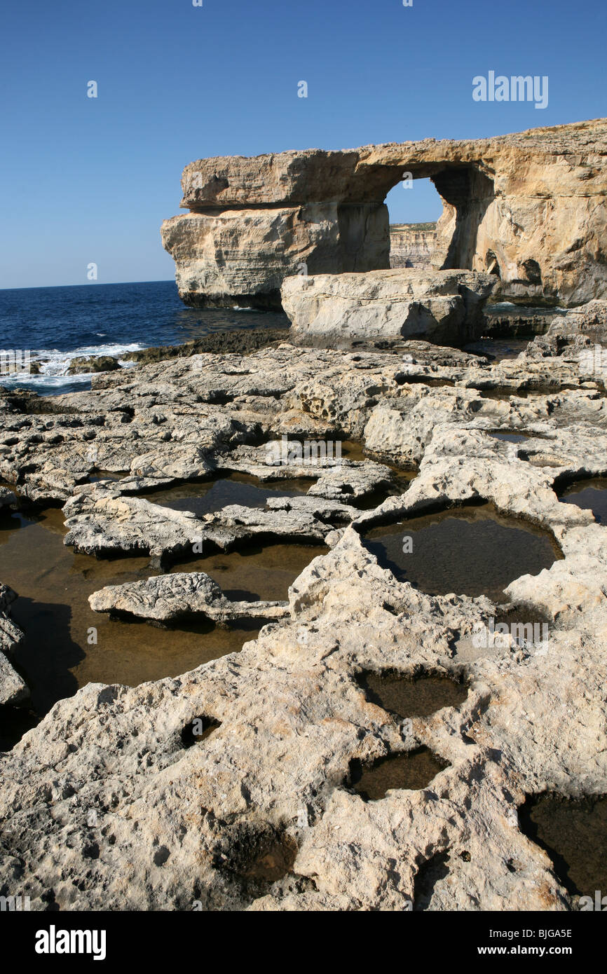 The azure window Azzurre at Dwejra on Gozo next to Malta in the ...