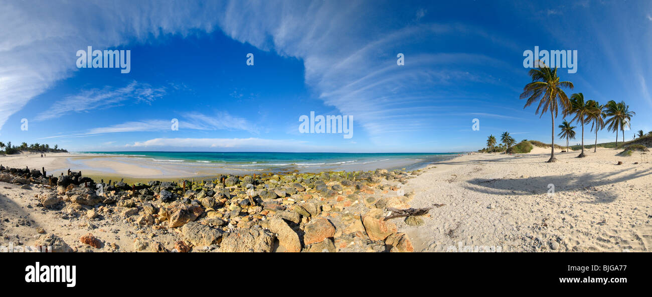 Panoramic view of tropical cuban beach with dramatic clouds Stock Photo ...