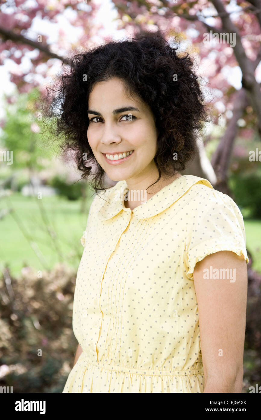 Woman in a yellow dress hi-res stock photography and images - Alamy