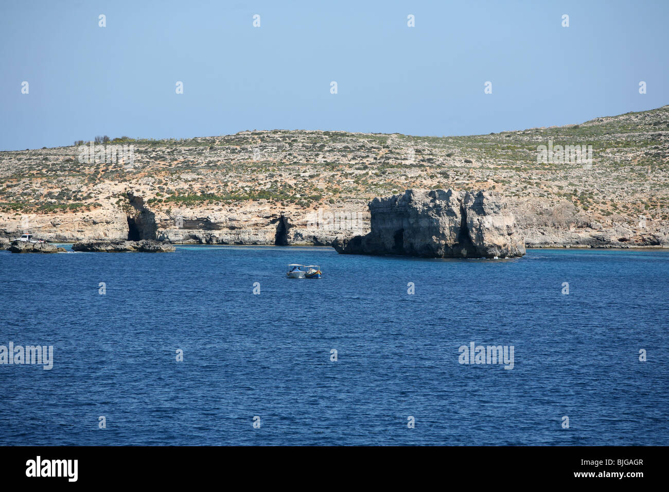 The sea channel between the island of Gozo, on the Maltese archipeligo ...