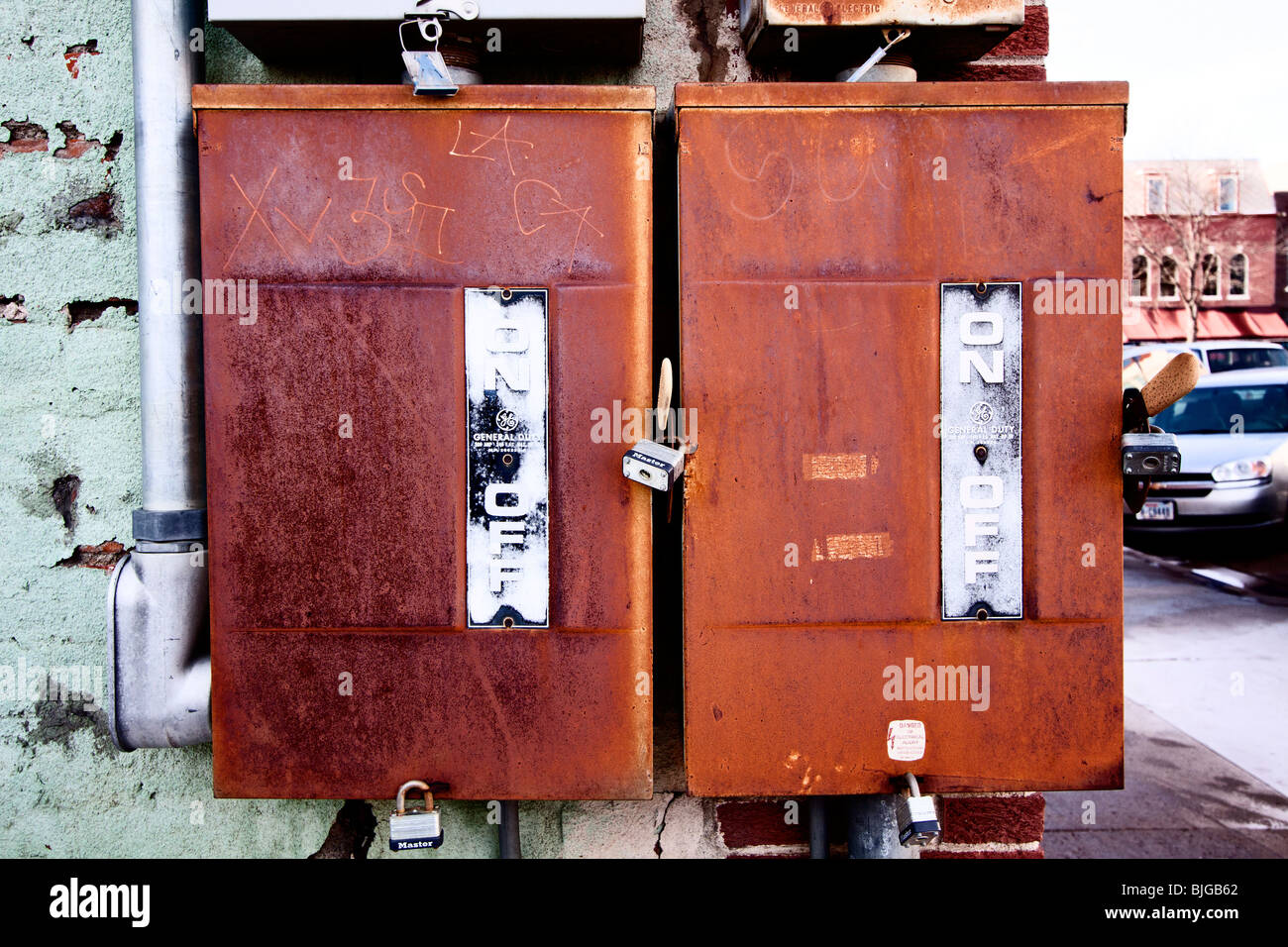 Rusted power breakers Stock Photo - Alamy