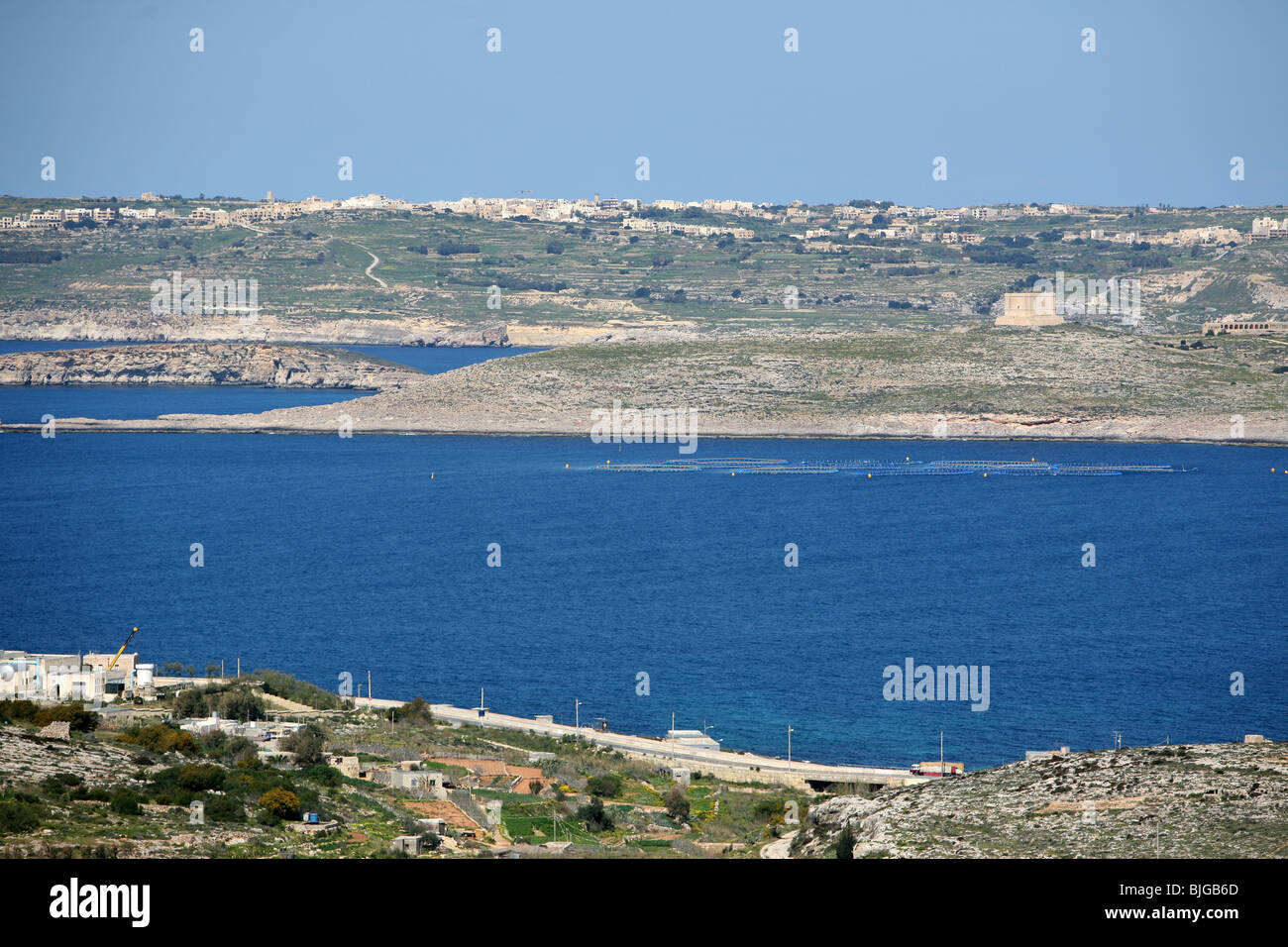 The sea channel between the island of Gozo, on the Maltese archipeligo ...