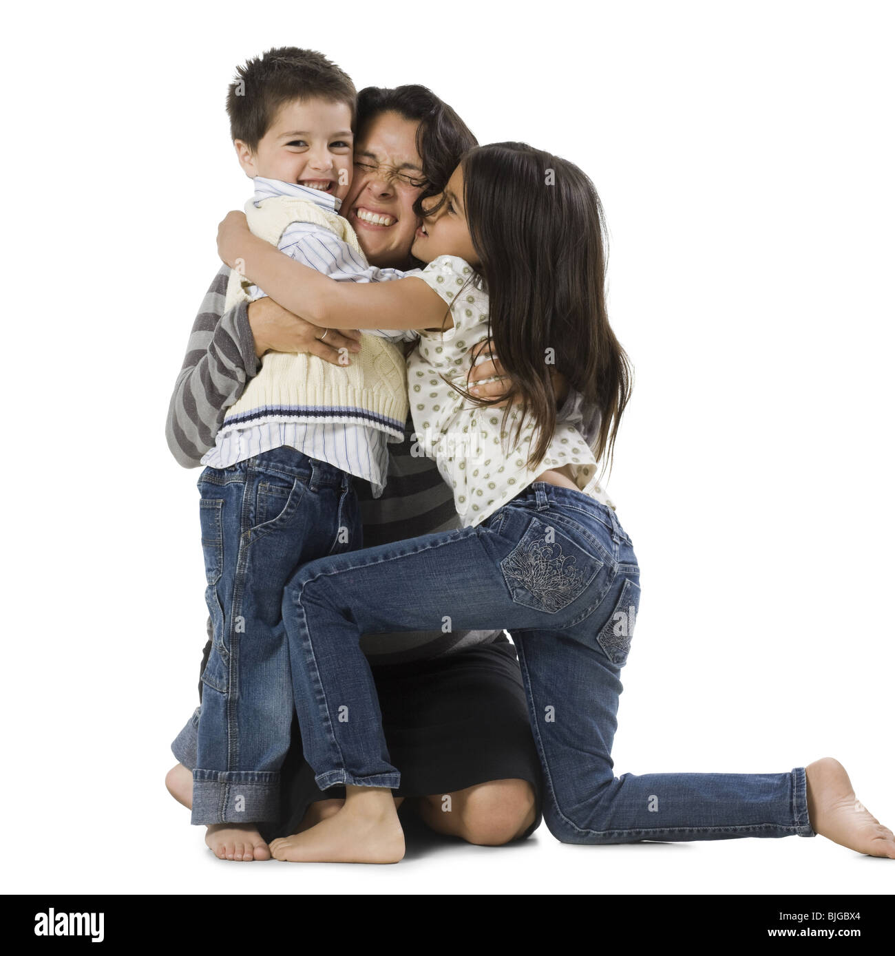 Family mother daughter hugging Cut Out Stock Images & Pictures - Alamy