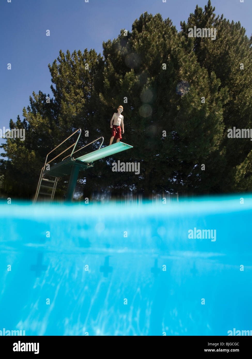 boy on a diving board Stock Photo - Alamy