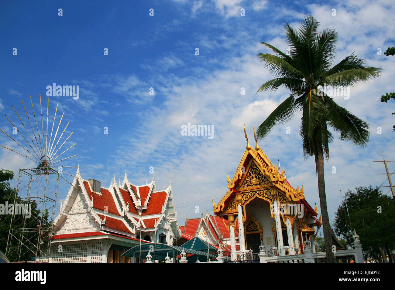 Buddhist temple under a blue sky, Thailand Stock Photo - Alamy