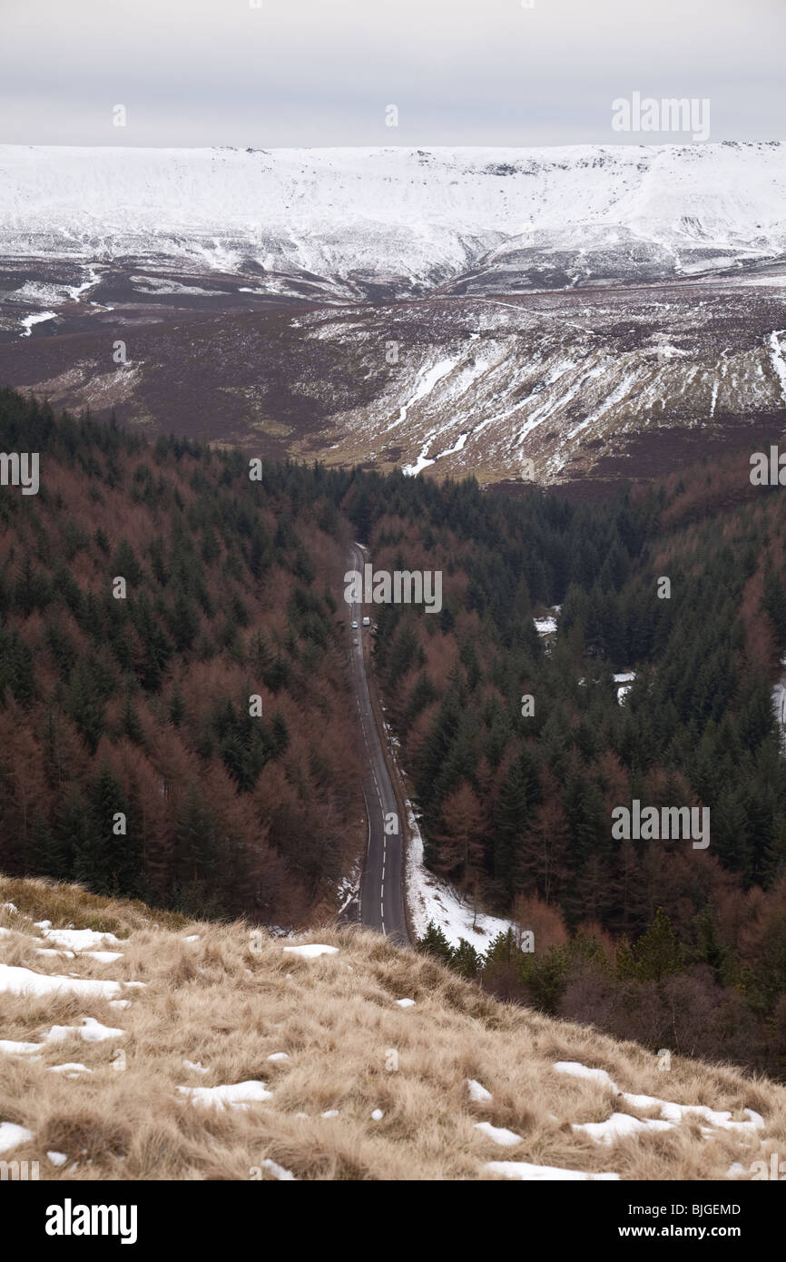 The Snake Pass road and Kinder Scout from Bleaklow in the Derbyshire ...