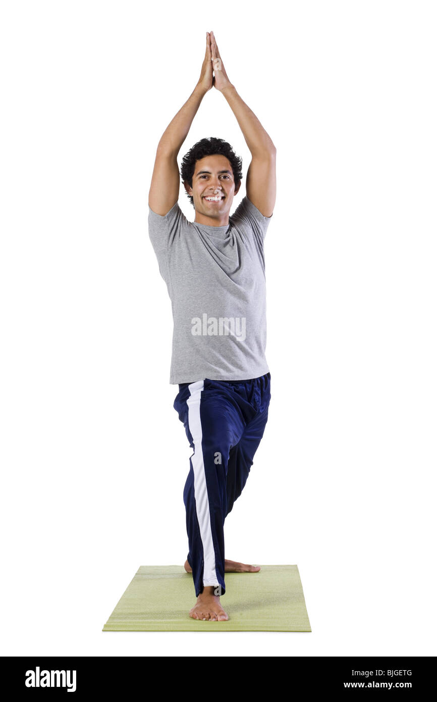 Yoga grey hair man studio hi-res stock photography and images - Alamy