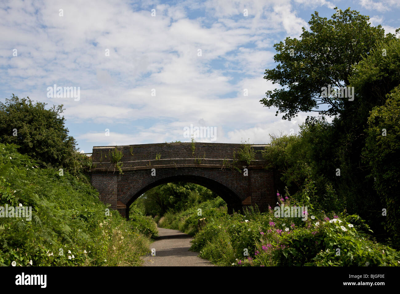 Bridge over path converted from stretch of disused rail track along ...