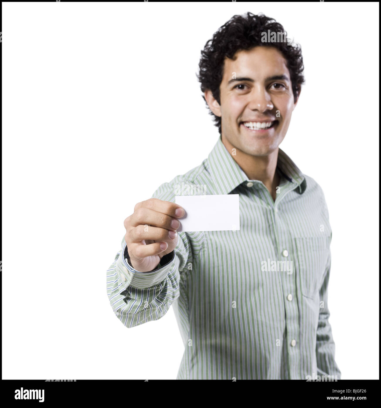 man holding business card Stock Photo - Alamy