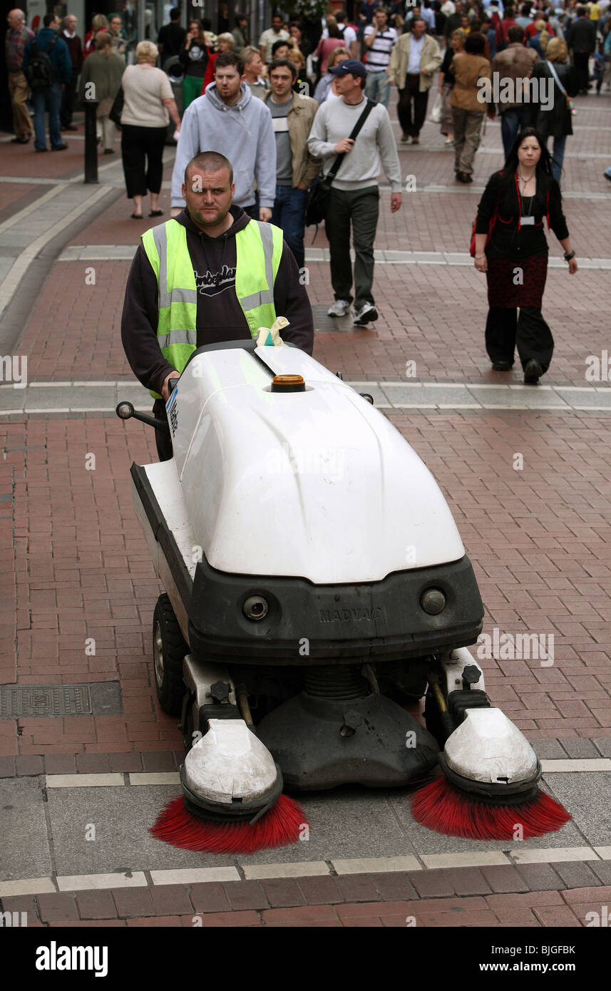 Cleaning man in Grafton Street, Dublin, Ireland Stock Photo - Alamy