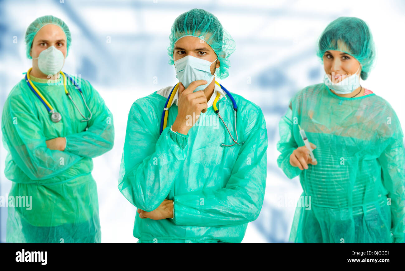 three young doctors, studio picture Stock Photo - Alamy