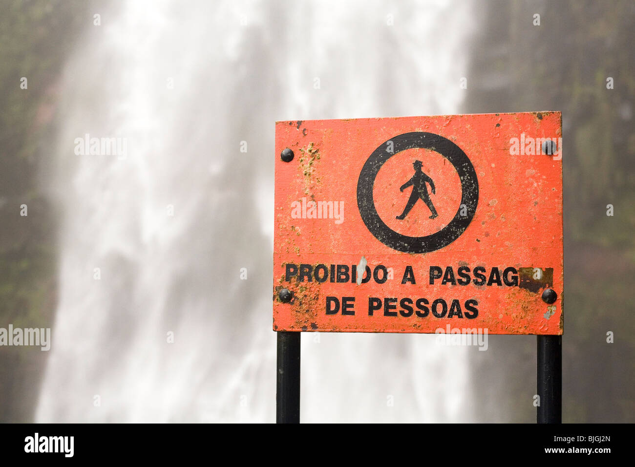 A sign warns of the danger of passing this point, close to the Risco ...