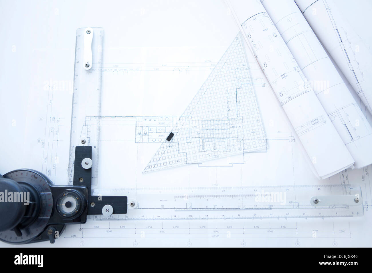 Building plan drawing equipment Stock Photo - Alamy