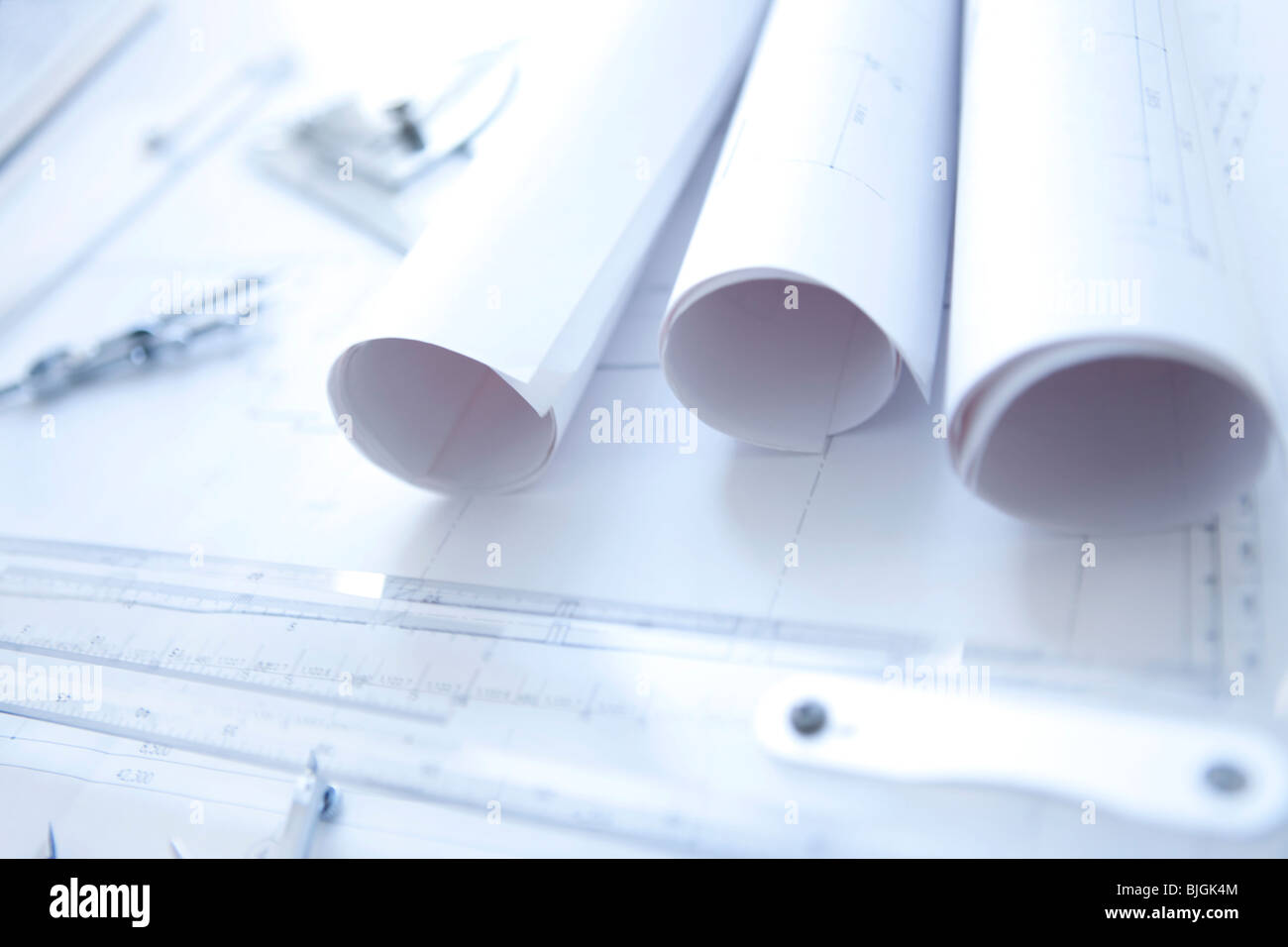 Building plan drawing equipment Stock Photo - Alamy