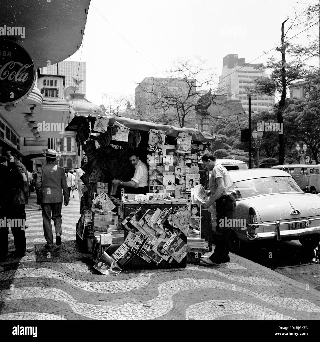 Rio de Janeiro, Brazil, 1950s. Newspaper and magazine stall on pattern ...