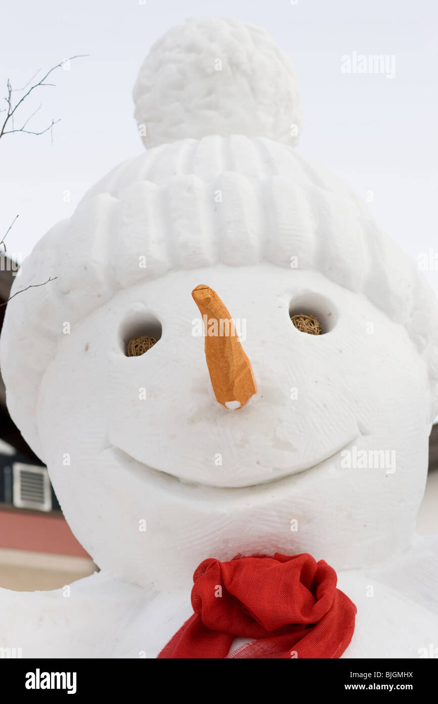 Snowman in front of a house (detail Stock Photo - Alamy