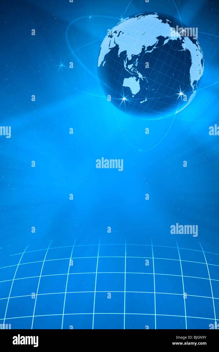 Light orbiting a blue earth Stock Photo - Alamy