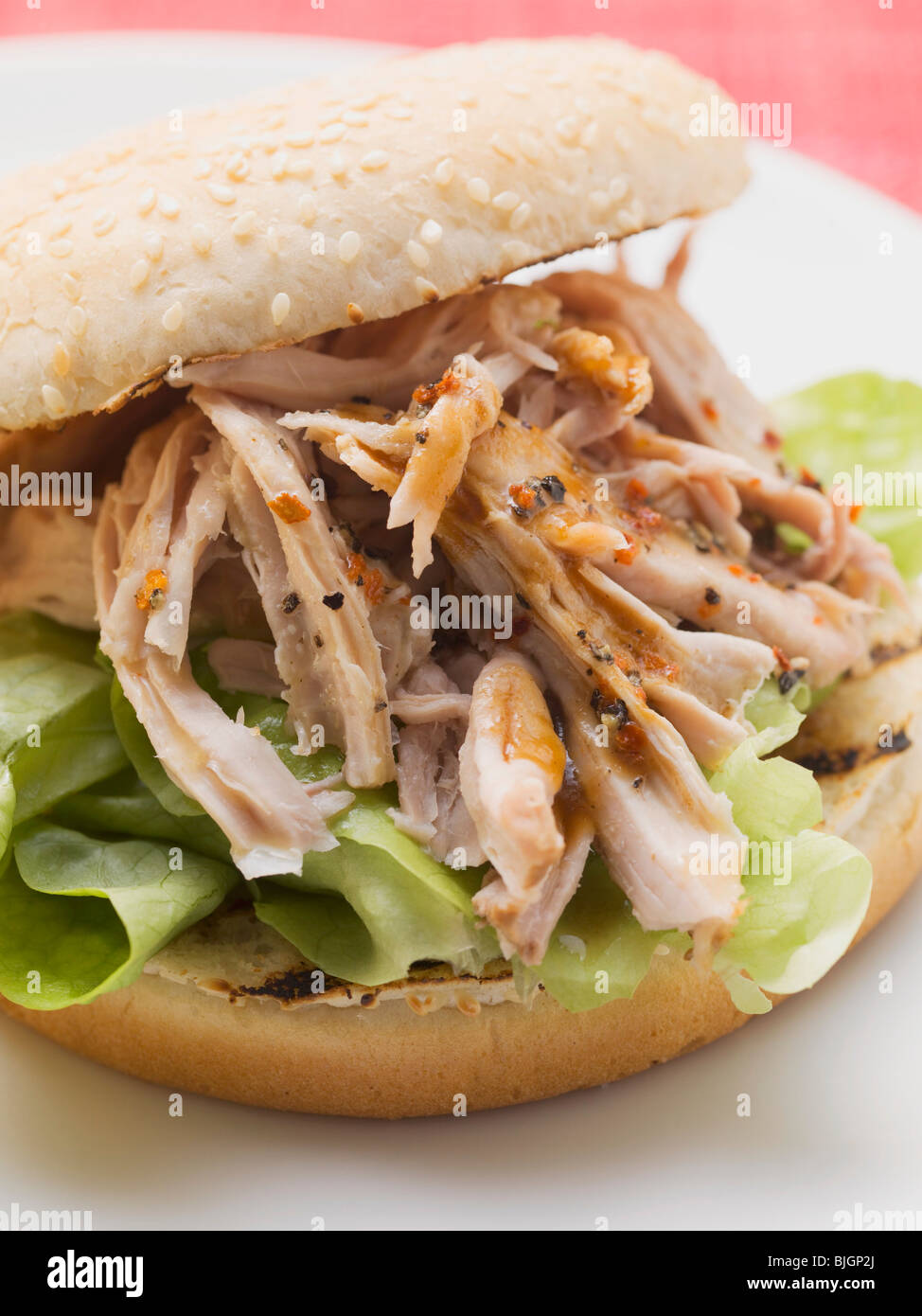 Spicy burger made with poultry meat Stock Photo - Alamy