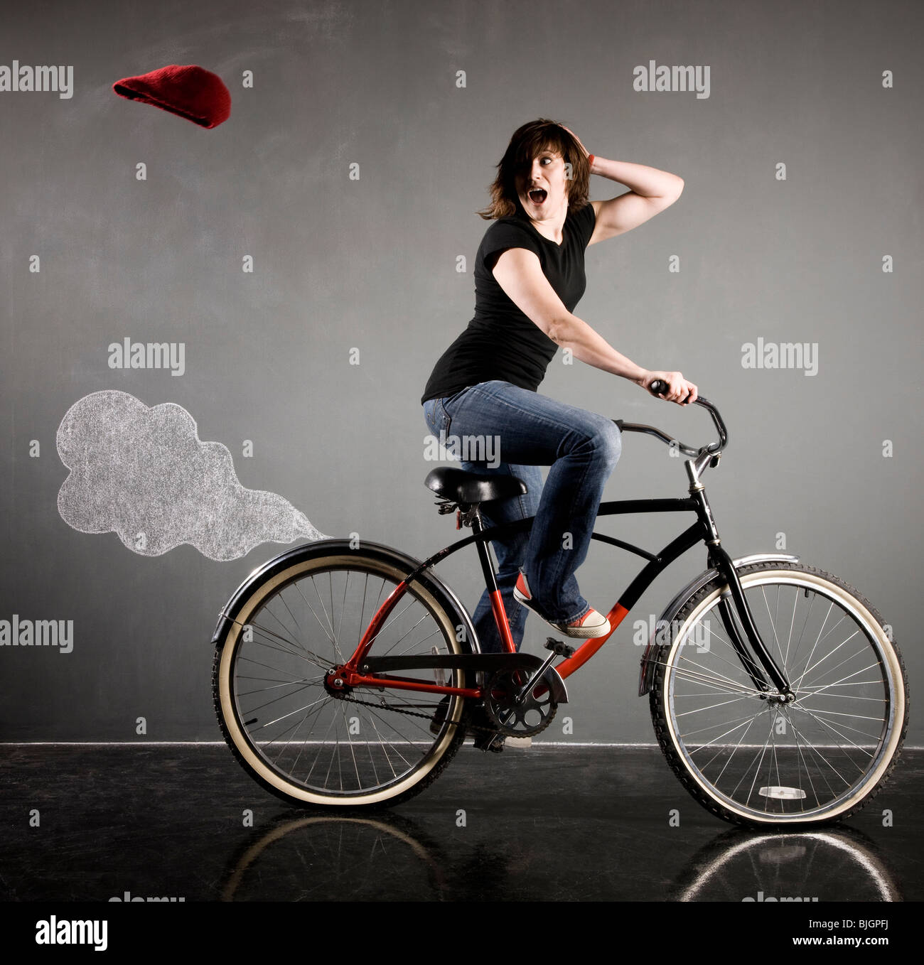Woman falling off bicycle on hi-res stock photography and images - Alamy