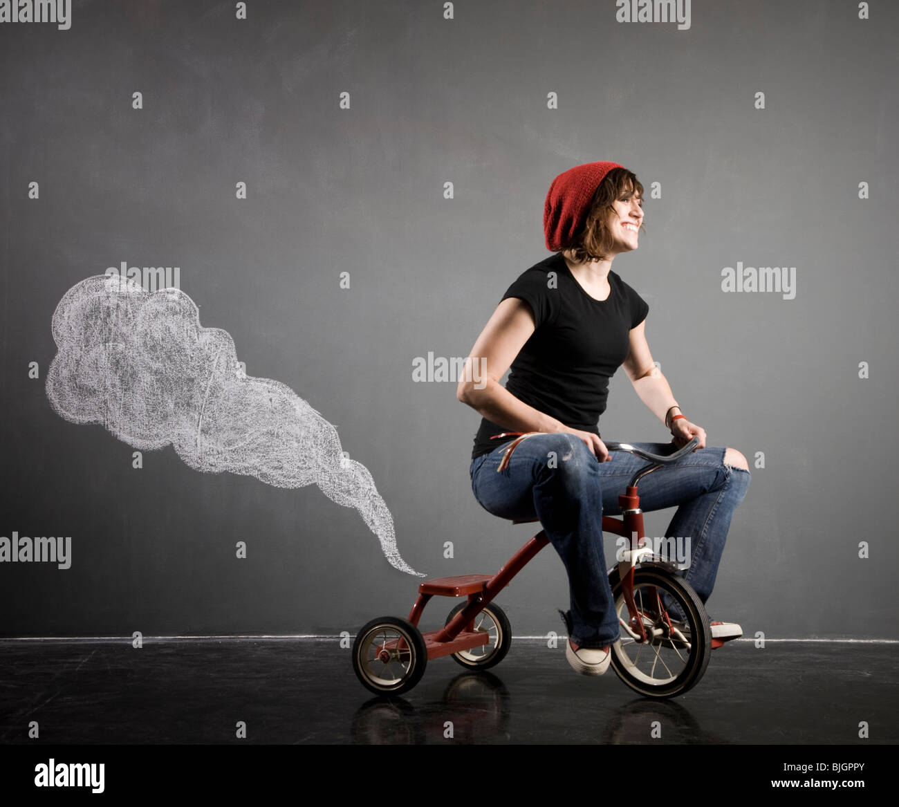 woman on a tricycle Stock Photo - Alamy