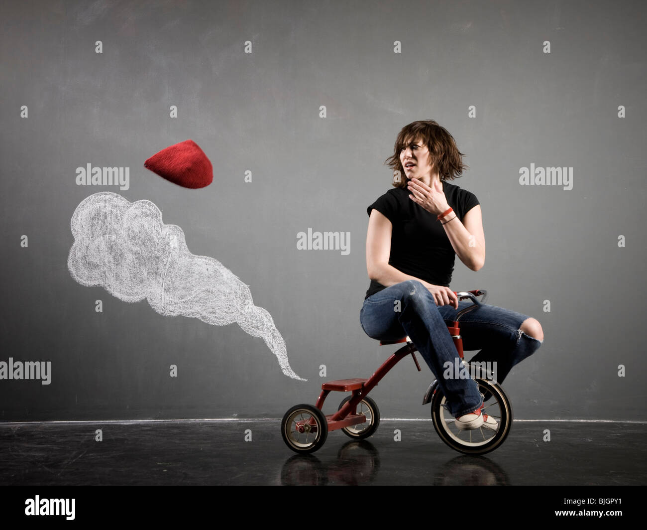 woman on a tricycle Stock Photo - Alamy