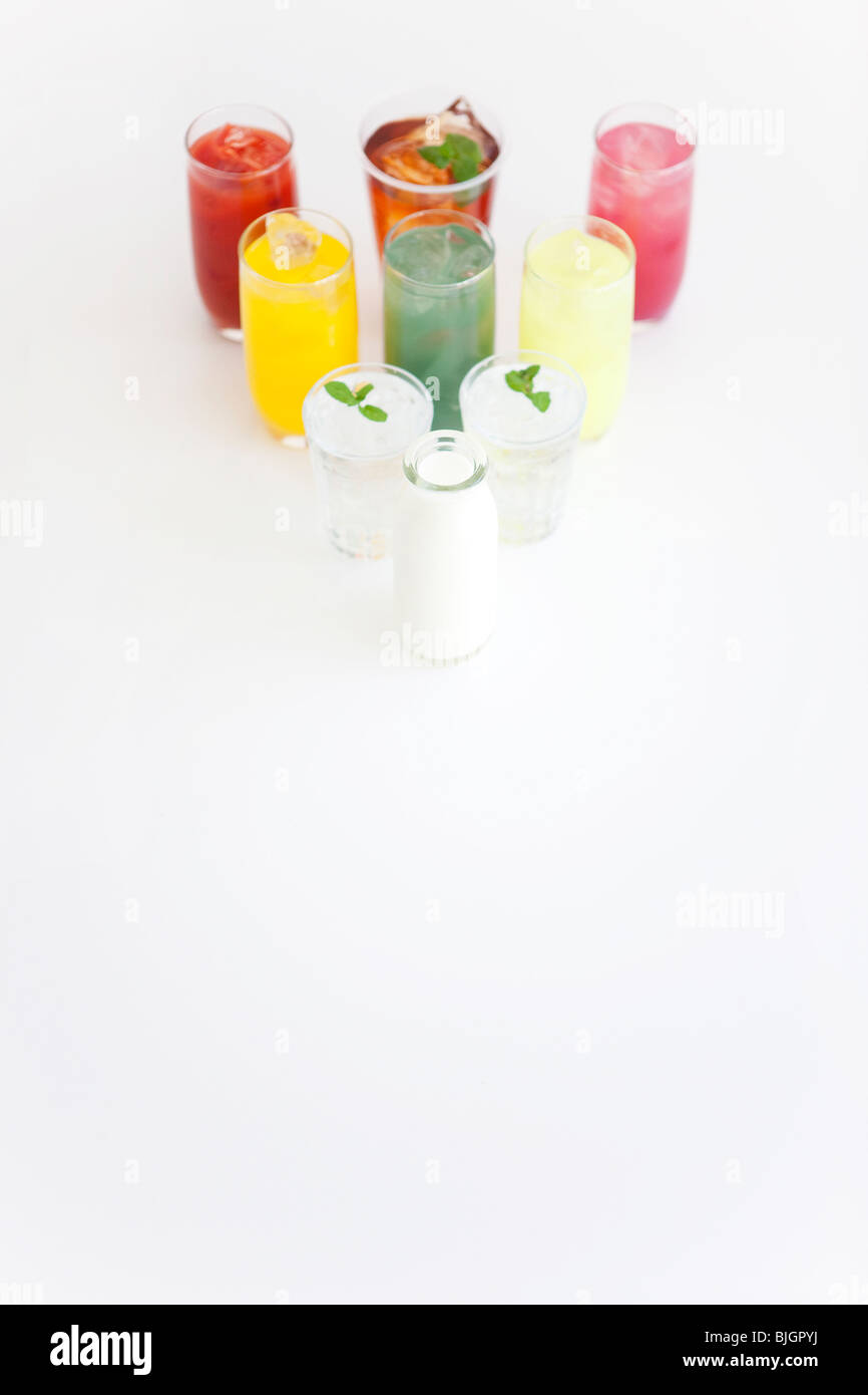 Group of different drinks Stock Photo - Alamy