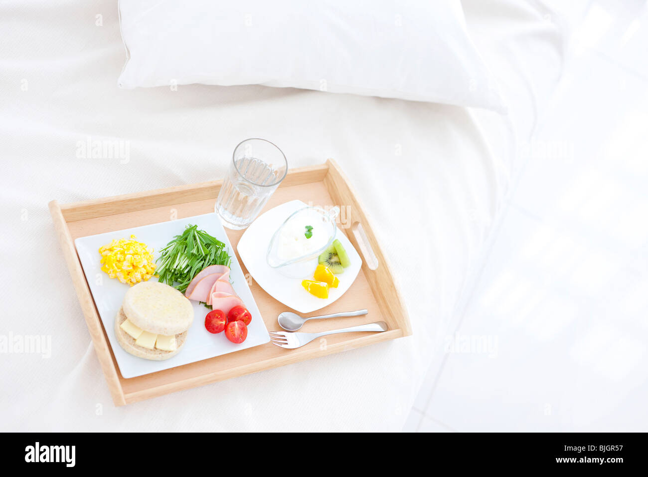 Breakfast on a bed Stock Photo - Alamy
