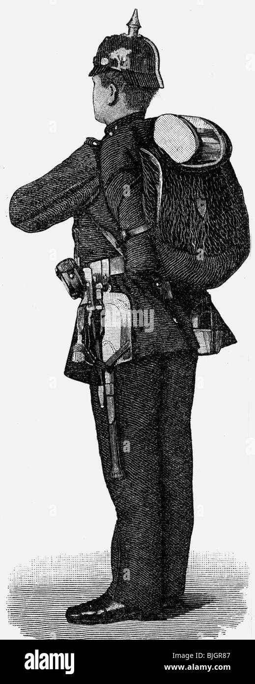 military, Germany, army, infantry, soldier with knapsack model 1887 ...