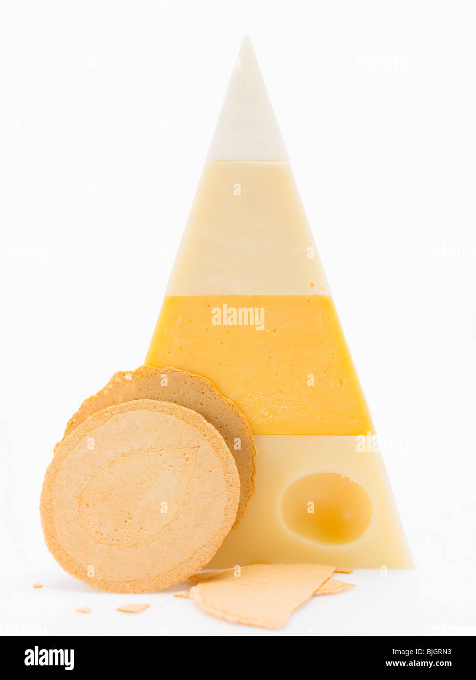 Pyramid of different cheeses, crackers Stock Photo - Alamy