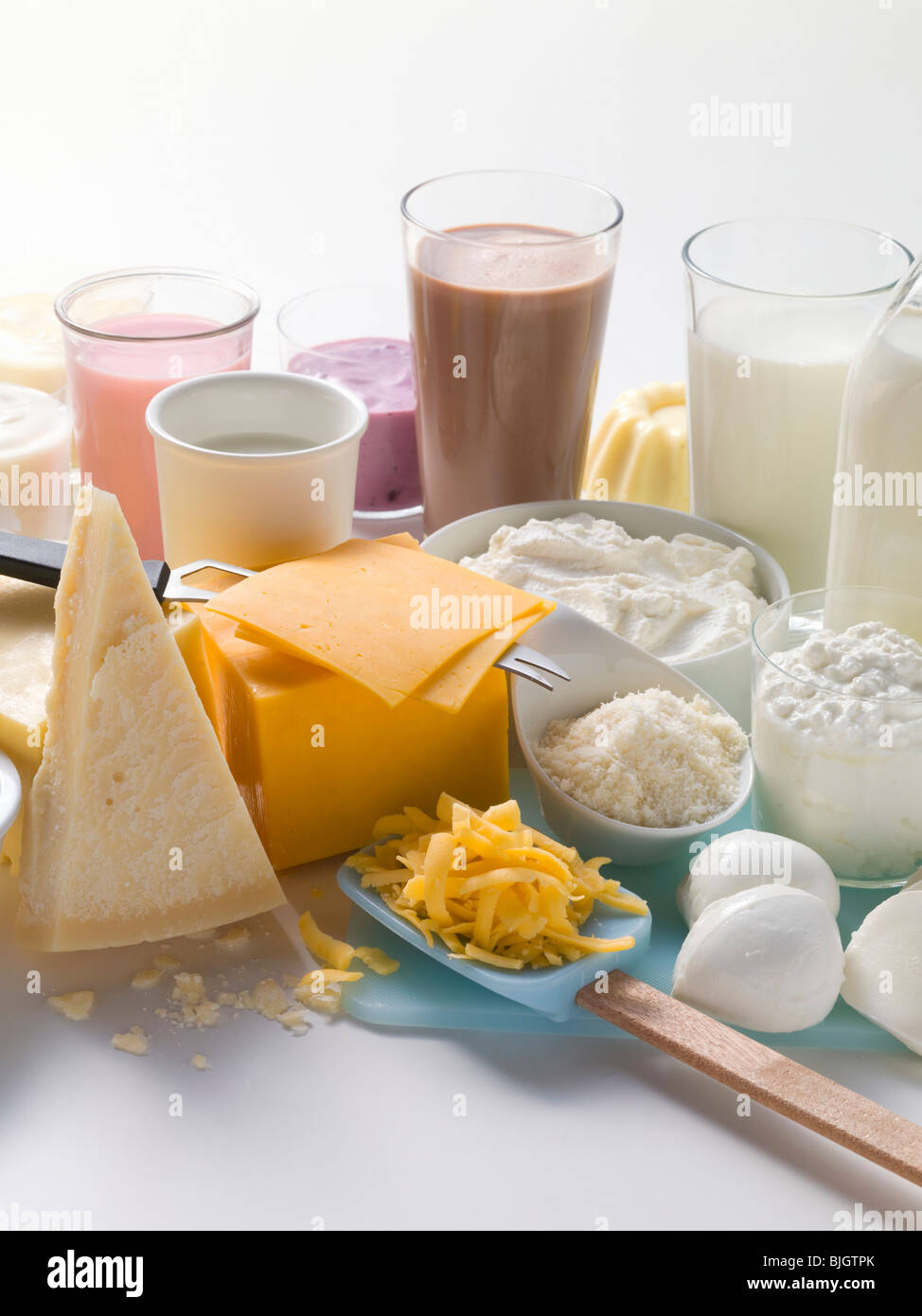 Various dairy products, milkshakes and cheeses Stock Photo - Alamy
