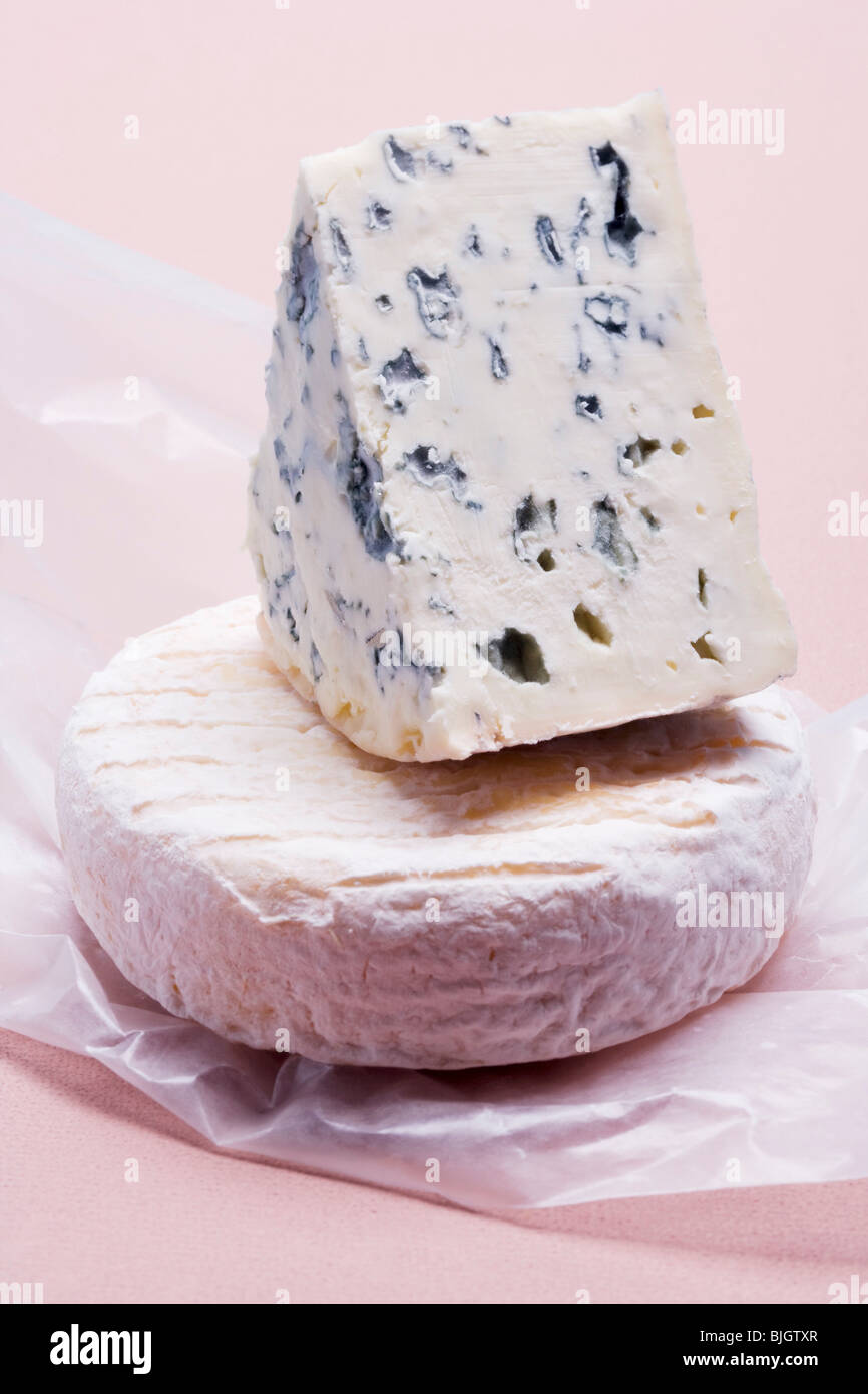 Soft cheese and blue cheese Stock Photo - Alamy