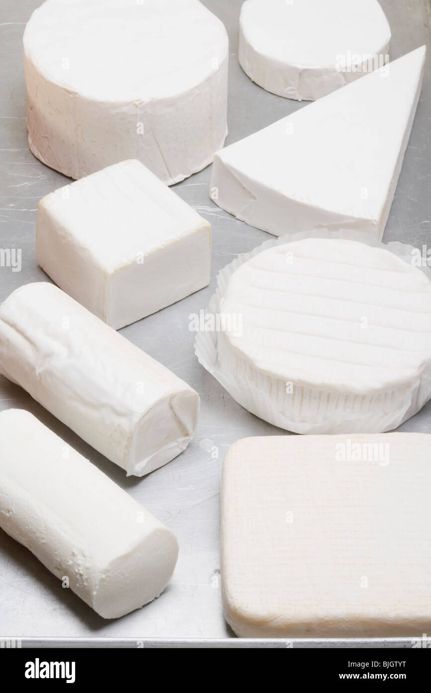 Various soft cheeses and fresh cheeses Stock Photo - Alamy