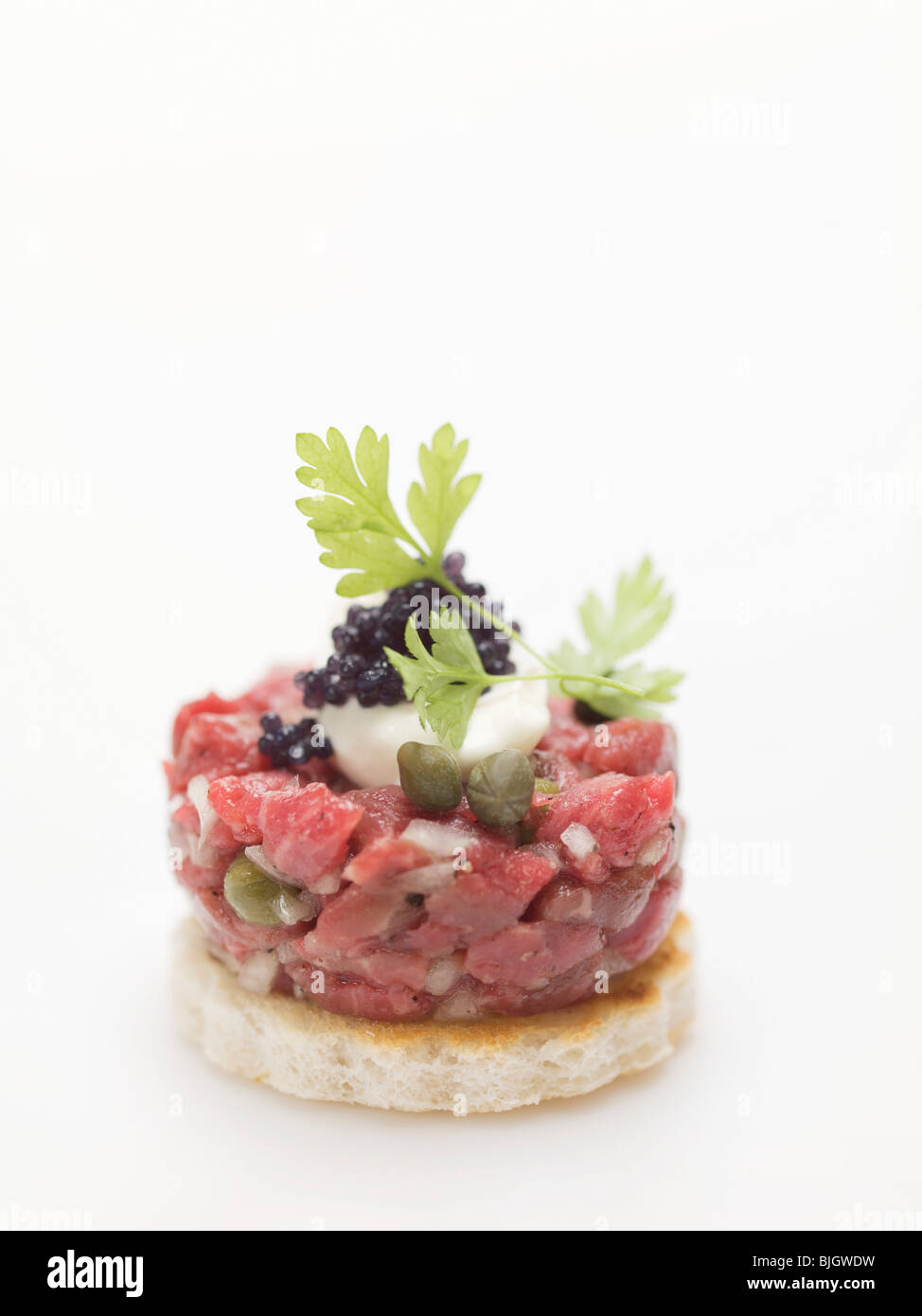 Tuna canapé with caviar Stock Photo - Alamy